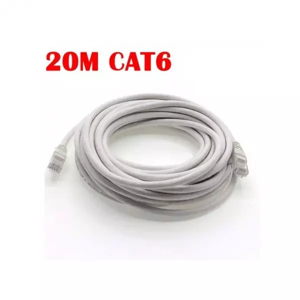 Câble Ethernet RJ45 CAT6E 20M pour: ADSL / LAN / Récepteur / TV / PC / Camera - Media-shopping.ma