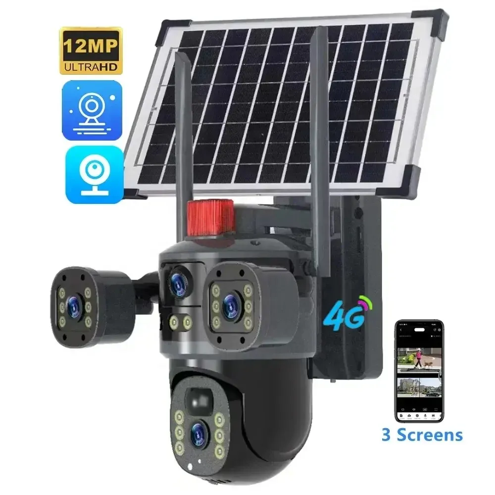 Caméra de Surveillance 4G Solaire à Triple Objectif 6MP/4K - Media ...